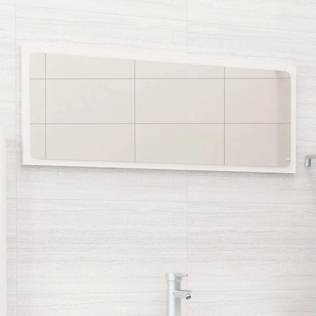 804627 vidaXL Koupelnové zrcadlo bílé vysoký lesk 90x1,5x37 cm dřevotříska