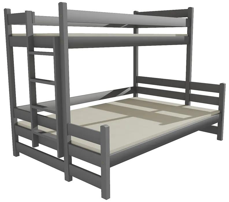 Vomaks Patrová postel s rozšířeným spodním lůžkem PPS 003 100/120 x 180 cm bezbarvý lak vlevo (vyobrazeno)