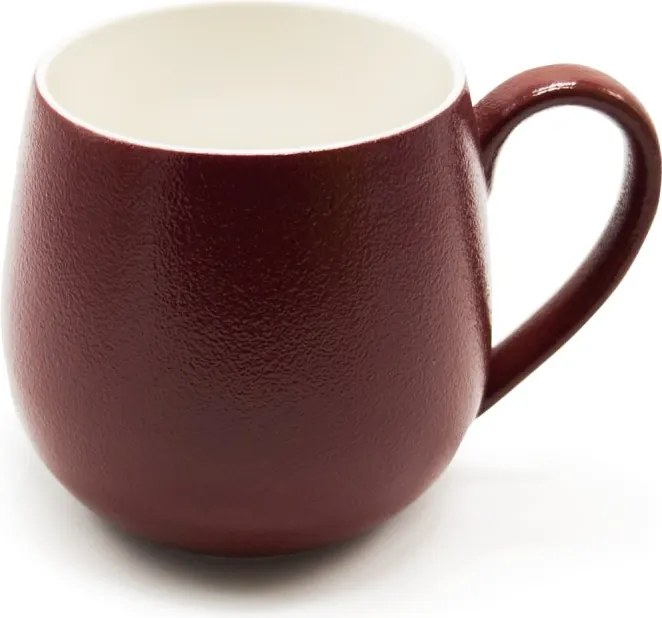 Porcelánový hrnek Dora, 400 ml – matný, vínově červený, soudkovitý tvar