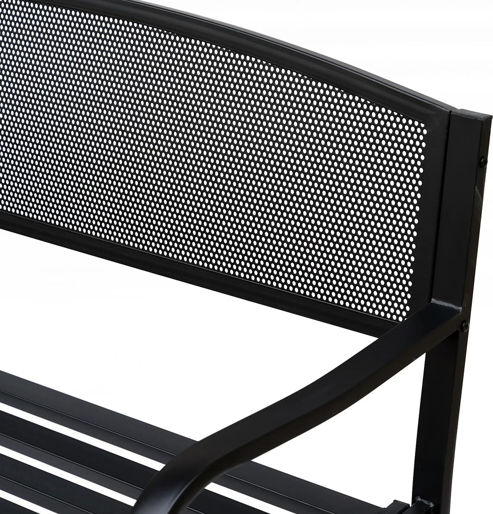 Outsunny Zahradní lavička parková 2místná zahradní ocelová černá Š127 x D60 x V87cm