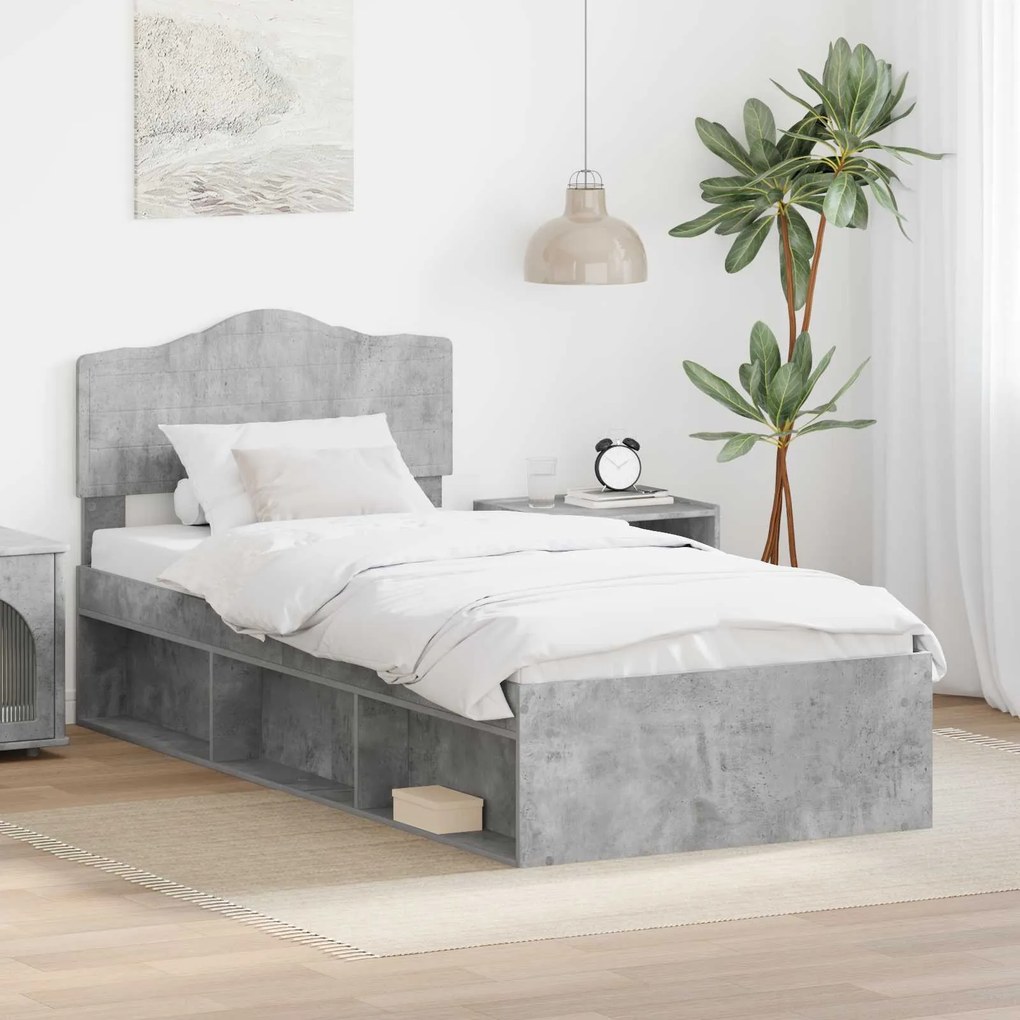 Rám postele Betonově šedá 90 x 190 cm Masivní borové dřevo 3412955