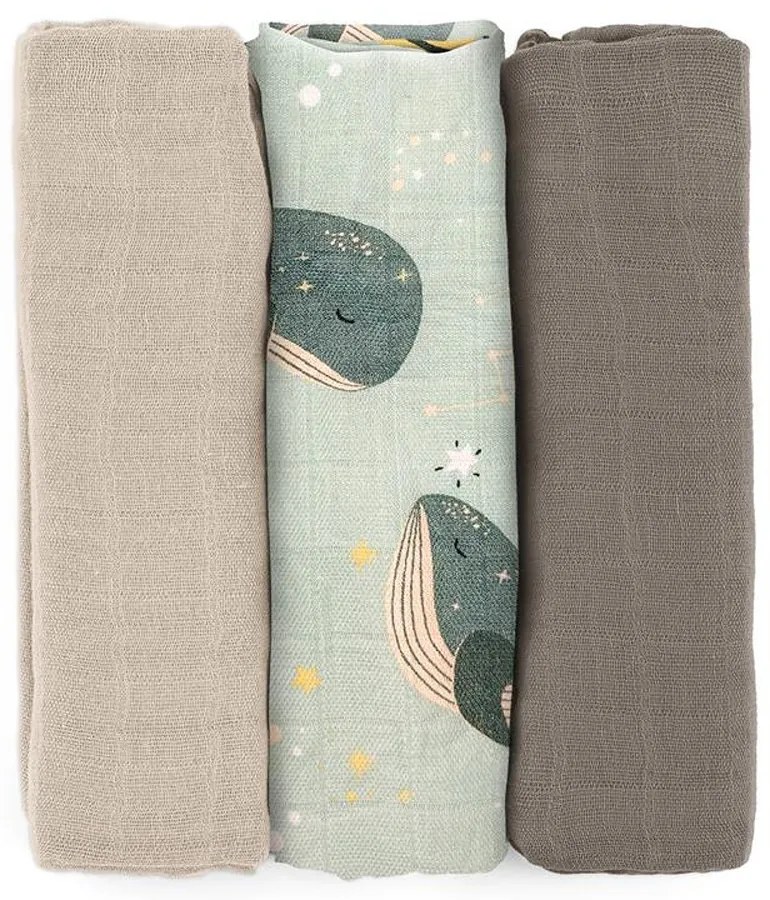 Petite & Mars Sada plen bambusová mušelínová 3 ks Moussy 68 x 68 cm Petite&Mars Forest Fox