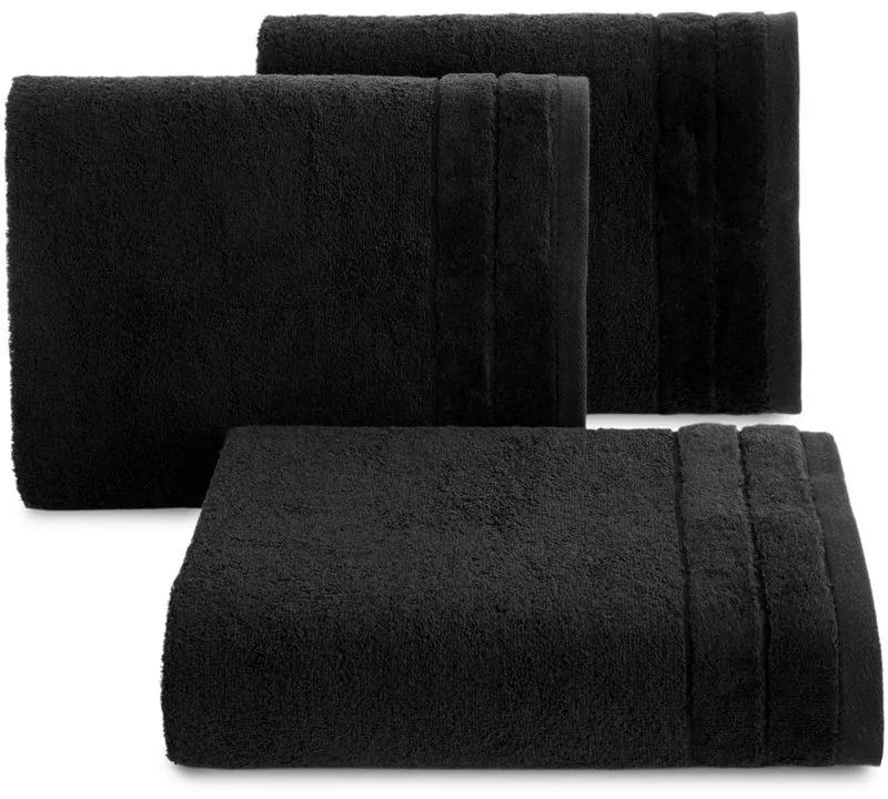 Klasický černý ručník DAMLA s jemným pásem 70x140 cm Rozměr: 70 x 140 cm
