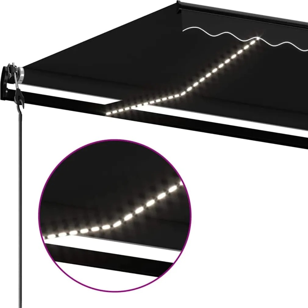 Automatická markýza LED a senzor větru 500 x 350 cm antracitová 3069234