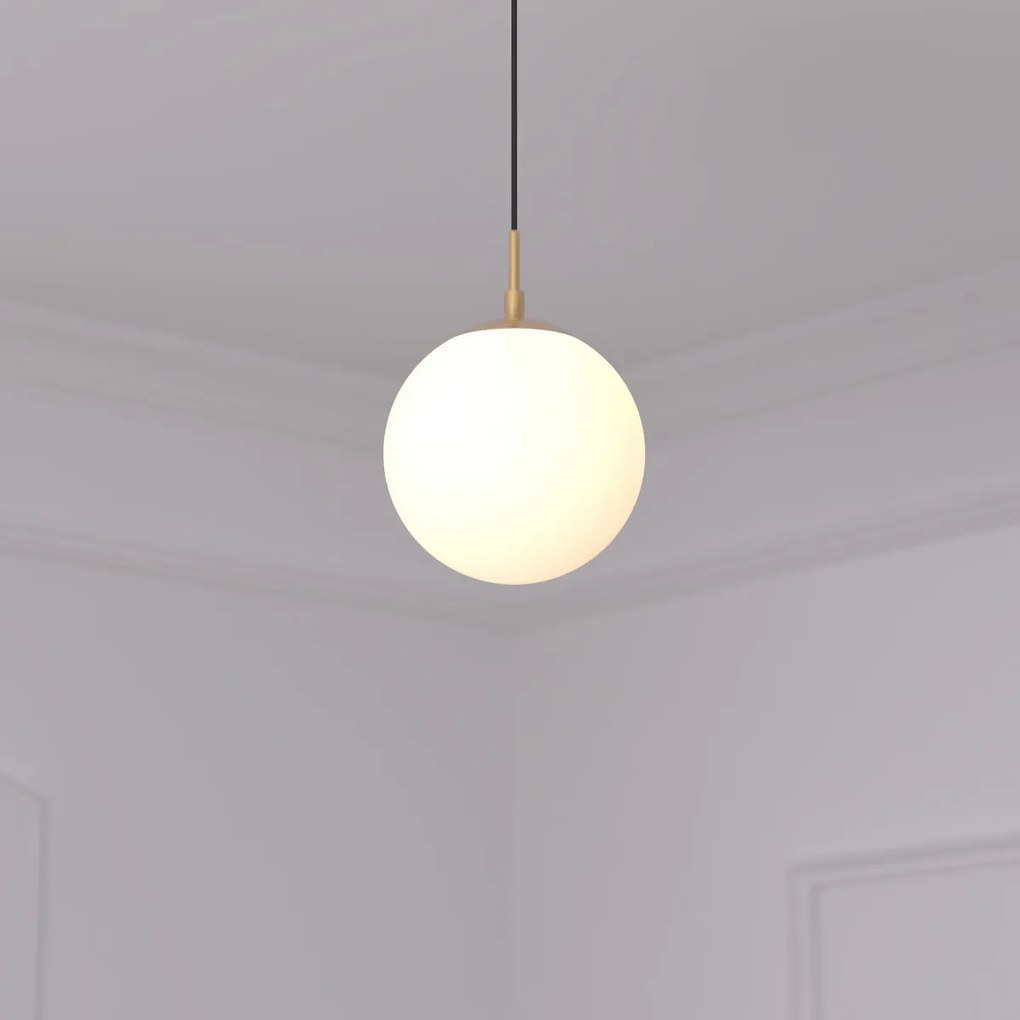 Kulaté závěsné svítidlo DRIS, bílá koule, Ø 20 cm