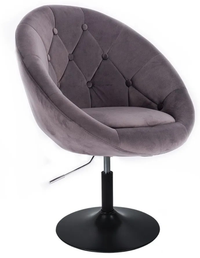 LuxuryForm DESIGN Otočné křeslo VERA VELUR na černém talíři - tmavě šedé