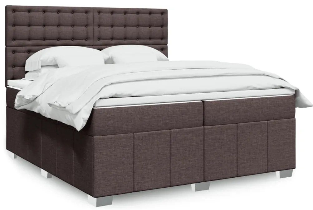 Box spring postel s matrací tmavě hnědá 200x200 cm textil