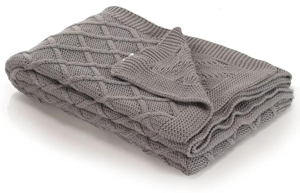 245119 vidaXL Pletená bavlněná deka 130 x 171 cm šedá se vzorem
