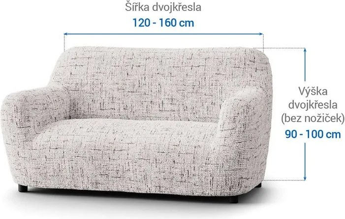 Bielastické potahy VITTORIA smetanová dvojkřeslo (š. 120 - 160 cm)