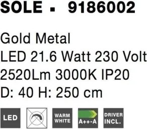 Závěsné LED svítidlo NOVA LUCE SOLE 21W 3000K 9186002