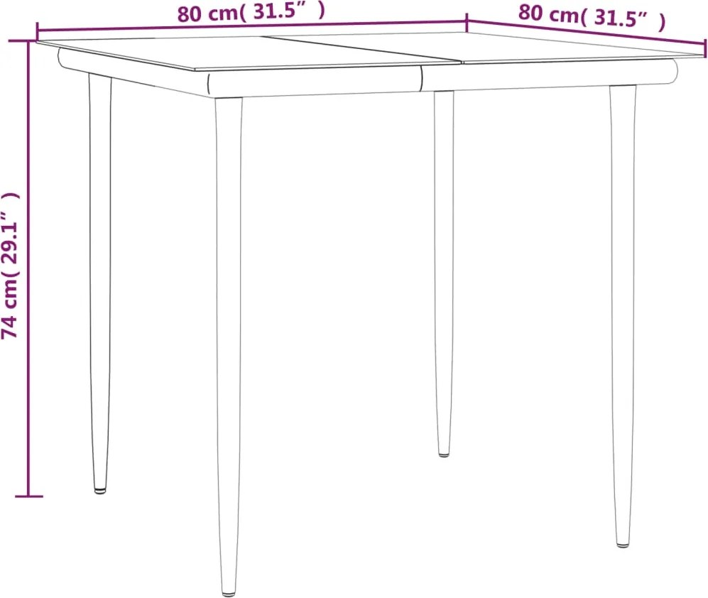 5dílný zahradní jídelní set černý ocel a textilen 3200703