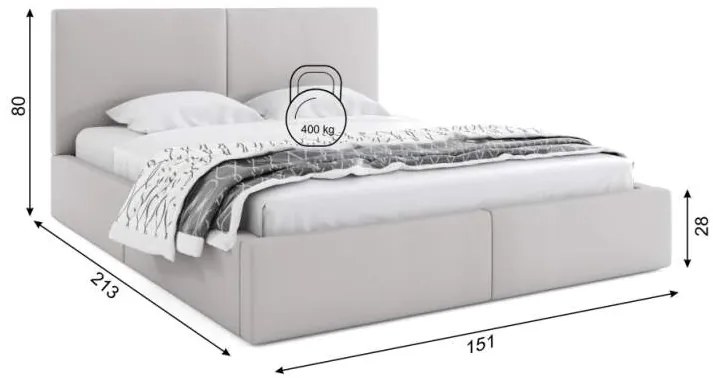 Manželská postel nosnost 400 kg