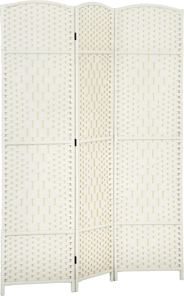 HOMCOM vnitřní paraván ze dřeva 3 panely skládací dělič prostoru pro obývací pokoj, ložnici 135 x 180 cm bílá