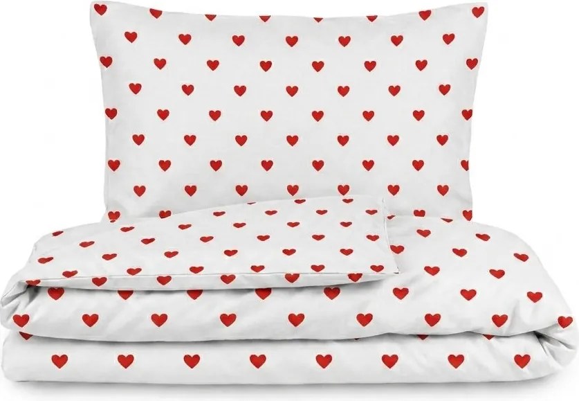 Kvalitex Bavlněné povlečení renforcé Srdíčka červená 1x 240/200, 2x 70/90cm