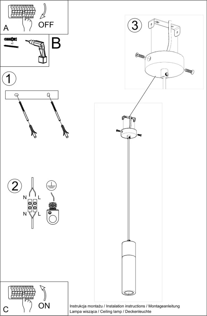 Sollux Lighting Závěsné svítidlo ZANE 1 šedé