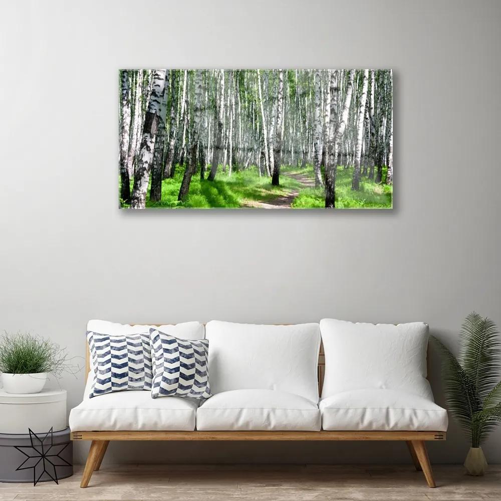 Obraz na skle Stromy Tráva Příroda 140x70 cm