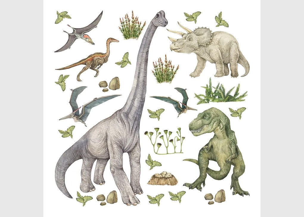 Dětská samolepka na zeď Dino | 30 x 30 cm | DDKS3821