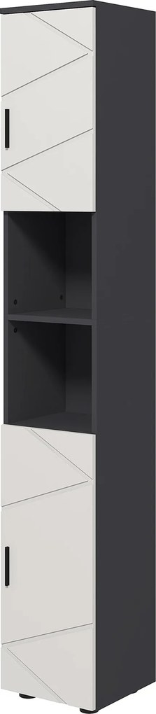 kleankin Sloupec na koupelnu s 2 otevřenými policemi a 2 nastavitelné skříňky na 2 úrovních, 30x30x183 cm, světle šedá a tmavě šedá