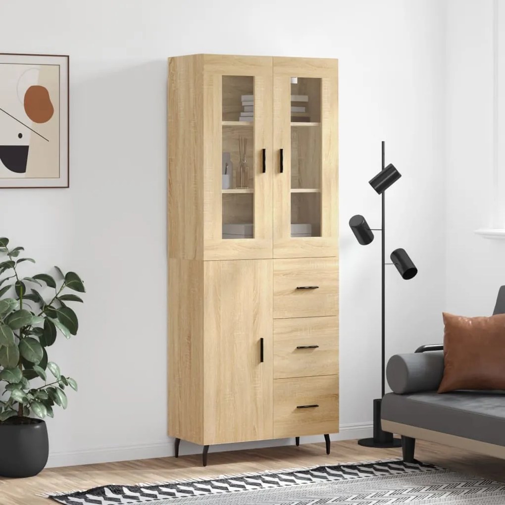 Skříň highboard dub sonoma 69,5 x 34 x 180 cm kompozitní dřevo