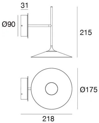 Linea Light Poe_W, moderní nástěnné svítidlo v barvě terakota LED 7W 3000K, průměr 17,5cm