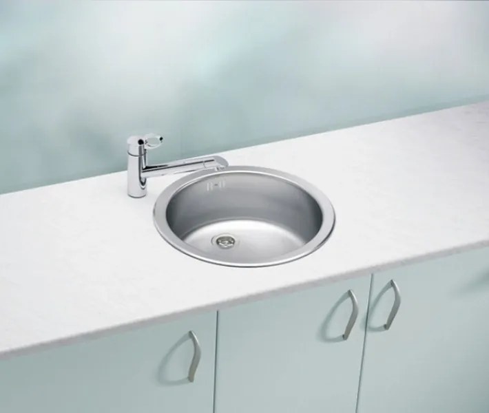 Nerezový dřez FORM 10 vestavný (45 x 45) cm – sifon s přípojkou na myčku v balení