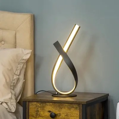 HOMCOM moderní stolní lampa - design spirálová lampa - dim. 21D x 15Š x 43V cm - černá, LED teplá bílá