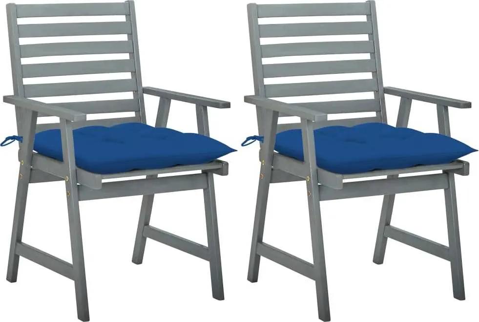 vidaXL Zahradní jídelní židle s poduškami 2 ks masivní akáciové dřevo [3064416] Barva: Béžová