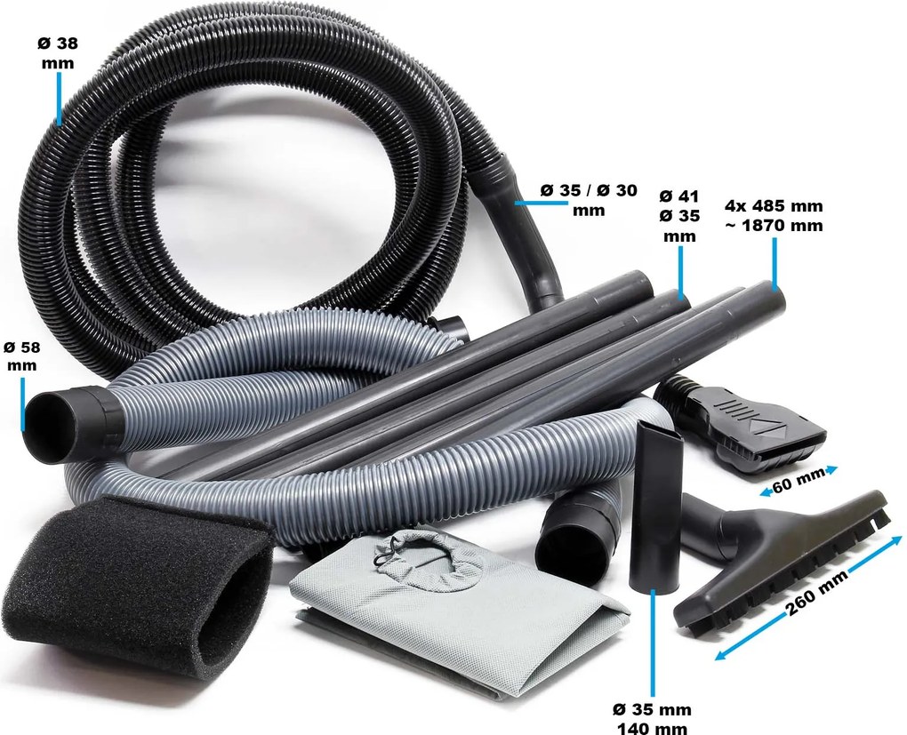 Vysavač pro mokré a suché vysávání Wiltec – 1400 W, 30 L (62679)