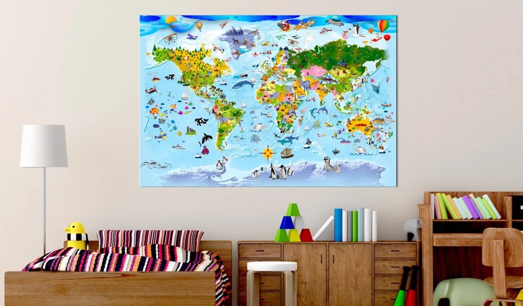 Mapa na korkové tabuli - barevné cestování (90x60 cm) - Murando DeLuxe