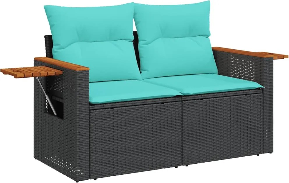 7dílná zahradní sedací souprava s poduškami černá polyratan 3226848