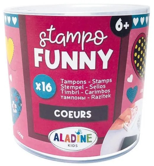 Aladine Dětská razítka Stampo Funny, 16 ks - Srdíčka