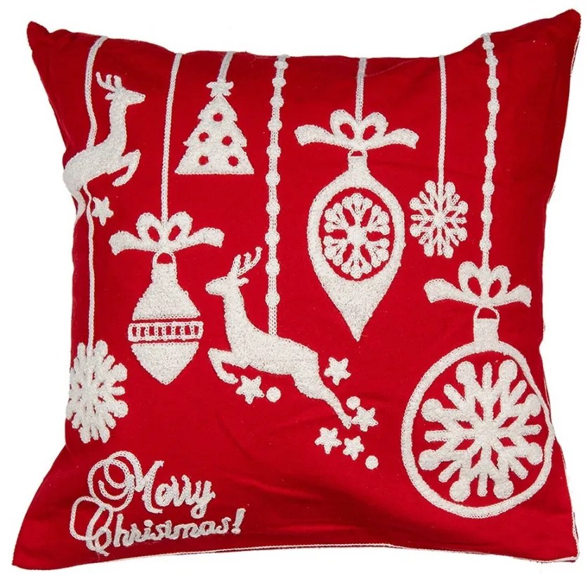 Červený povlak na polštář s jeleny Merry Christmas Deer - 45*45 cm