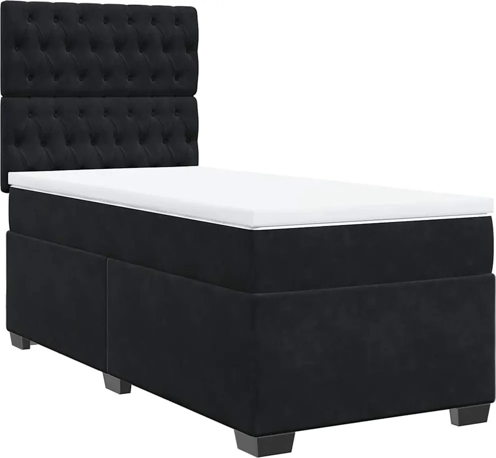 Box spring postel s matrací černá 100x200 cm samet 3293142