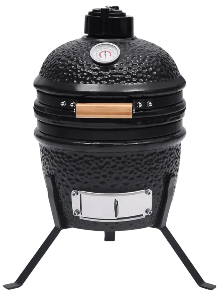 Zahradní gril a udírna 2 v 1 Kamado keramický 56 cm černý,  316093