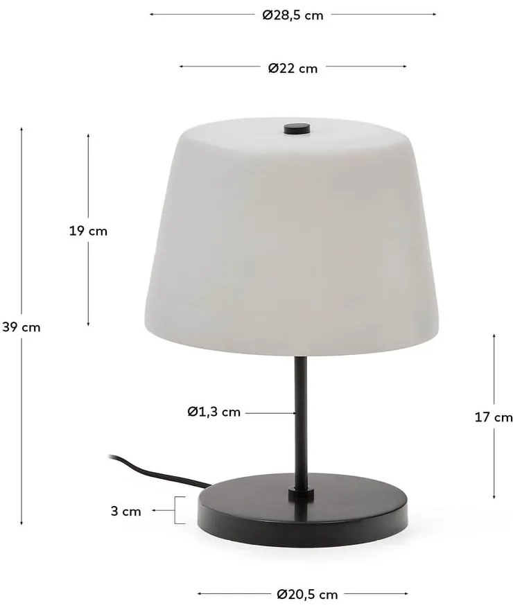 Černobílá stolní lampa se skleněným stínidlem (výška 38 cm) Nefar – Kave Home