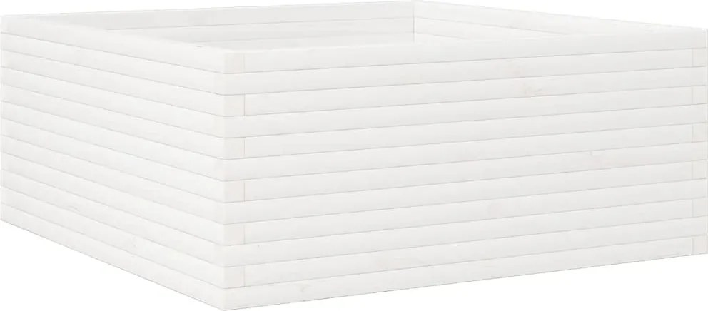 Zahradní truhlík bílý 110 x 110 x 46 cm masivní borové dřevo 3282435