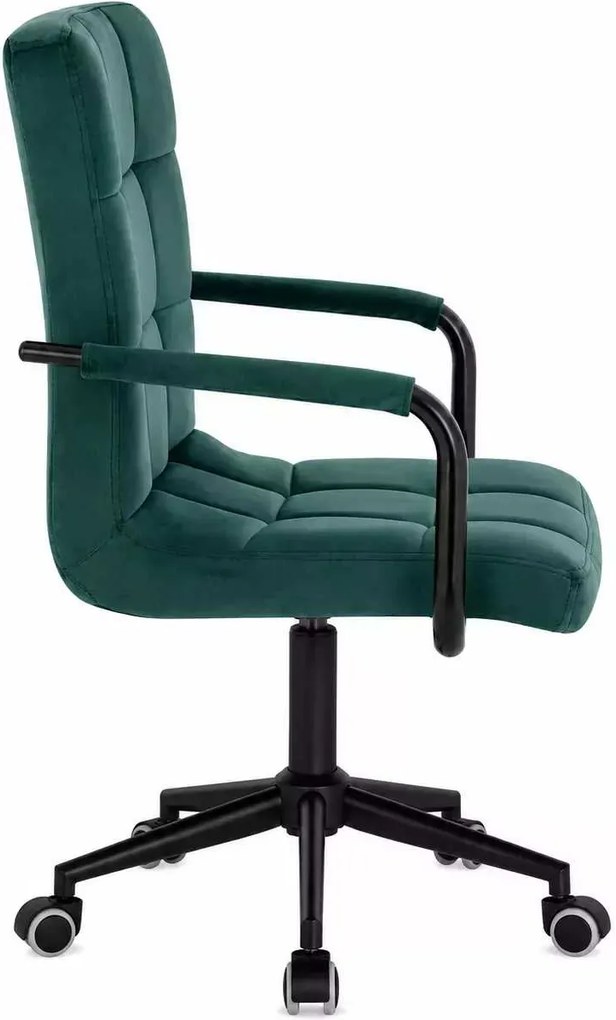 LuxuryForm DESIGN Otočná židle VERONA BLACK VELUR na černé podstavě s kolečky - zelená