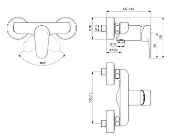 Ideal Standard Cerafine O - Sprchová baterie nástěnná, Chrom BC499AA