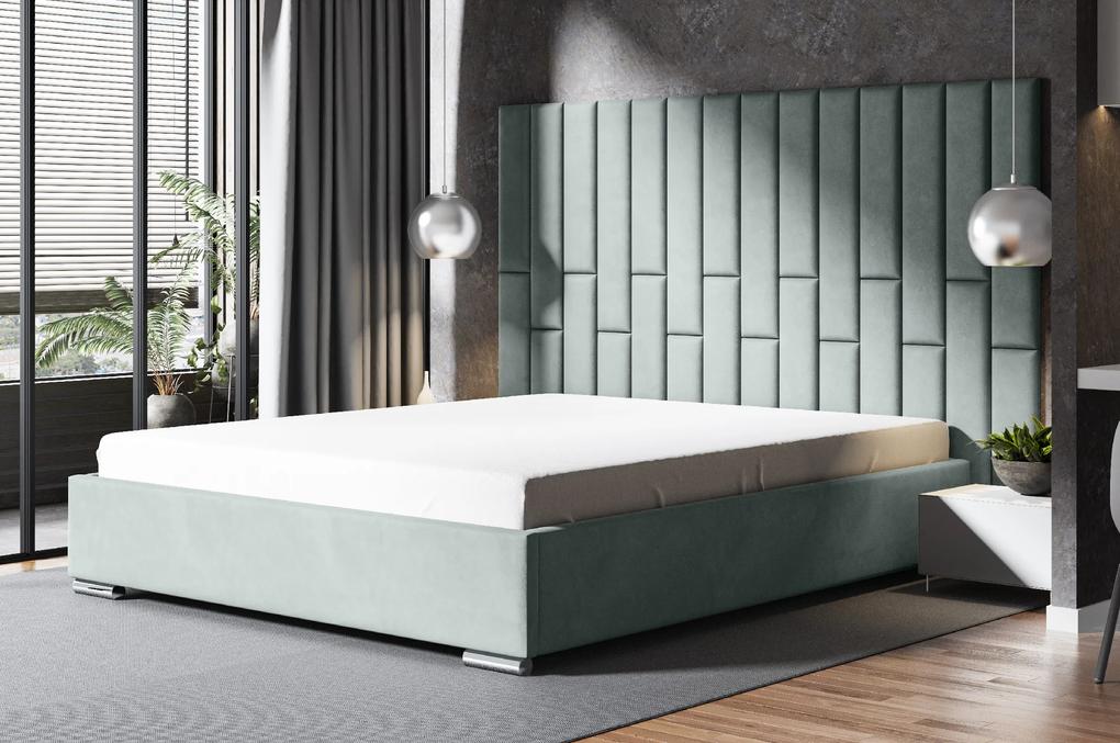 Eka Čalouněná postel LANA 140 x 200 cm Barva látky Trinity: (2312) Zelená, Úložný prostor: S kovovým rámem úložného prostoru
