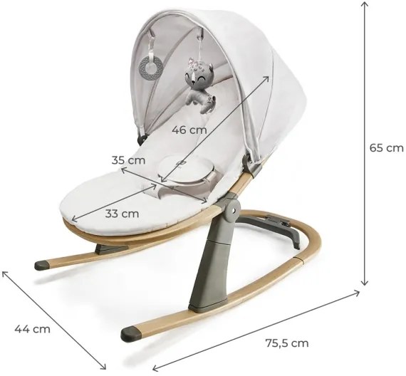 KINDERKRAFT - Dětské lehátko 2v1 ELSU šedá