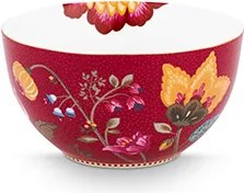 Pip Studio Blooming Tales snídaňová sada - tmavě červená (Porcelánová sada na snídani - třídílná )