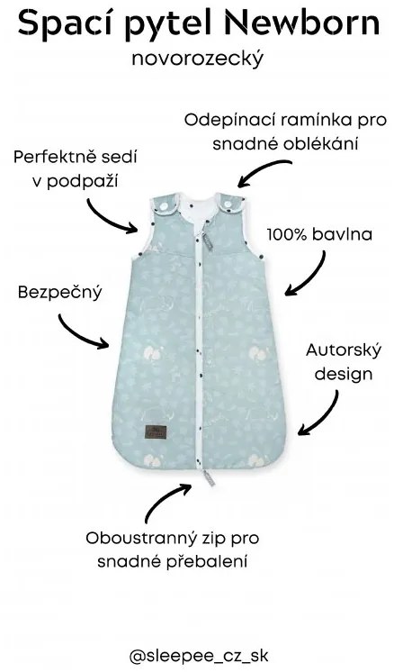 Sleepee Bavlněný spací pytel BOHO, ZELENÝ pro miminko