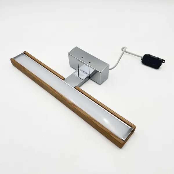 BRILAGI-LED Koup osvět zrcadla 3v1 WOODY MIRROR LED/8W/230V 40 cm IP44 chrom/dub