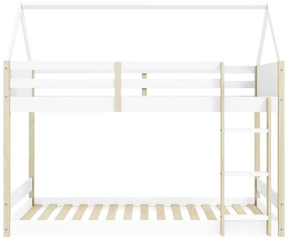 Domečková patrová dětská postel v bílo-přírodní barvě 90x190 cm Valka – Marckeric