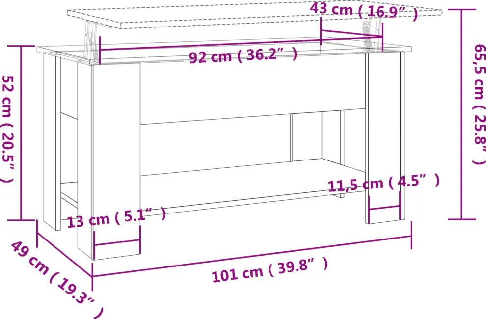 vidaXL Konferenční stolek 101 x 49 x 52 cm kompozitní dřevo [809707] Barva: Betonová šedá