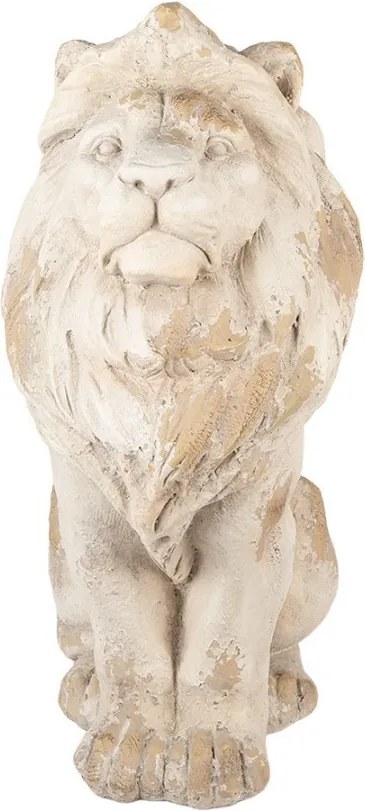Béžová dekorativní antik socha lva Lion - 50*30*62 cm