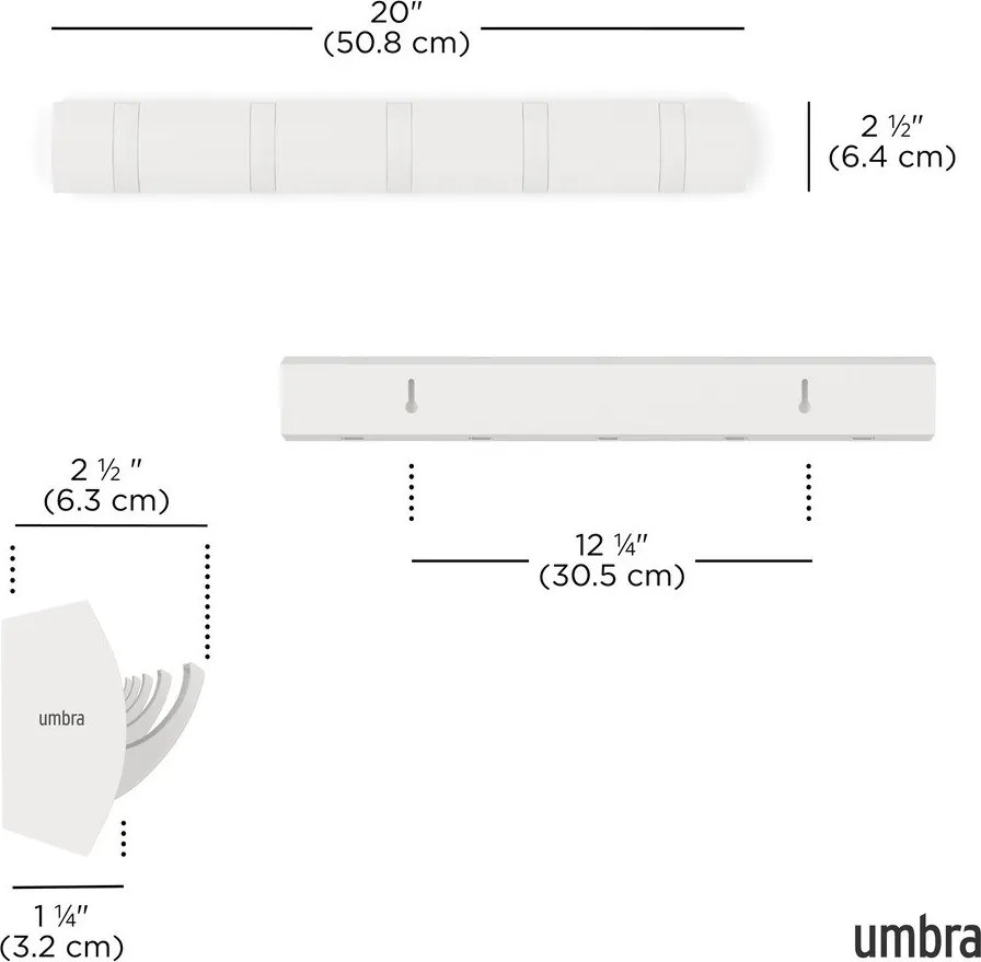 Matně bílý nástěnný věšák z borovicového dřeva 51 cm Flip – Umbra