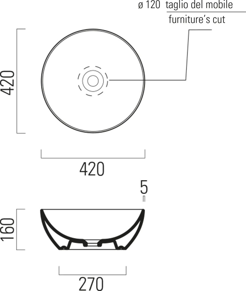 GSI Sapho Pura 885126 umyvadlo O 42 x 16 cm černá mat