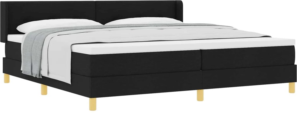 Postel s boxspringem s čelo Černá 200 x 200 cm textil 3341316