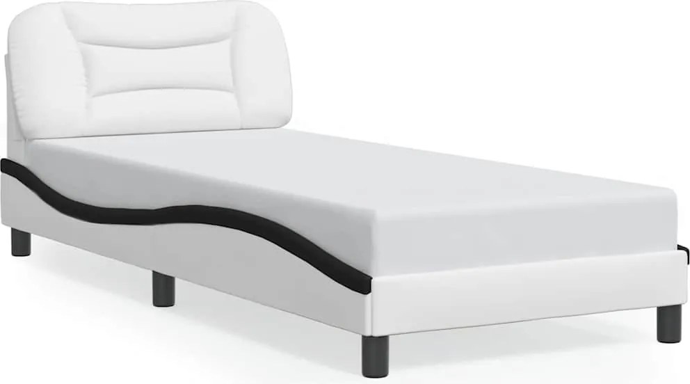 Rám postele bez matrace Hvar bílý a černý 90 x 200 cm umělá kůže 3207980
